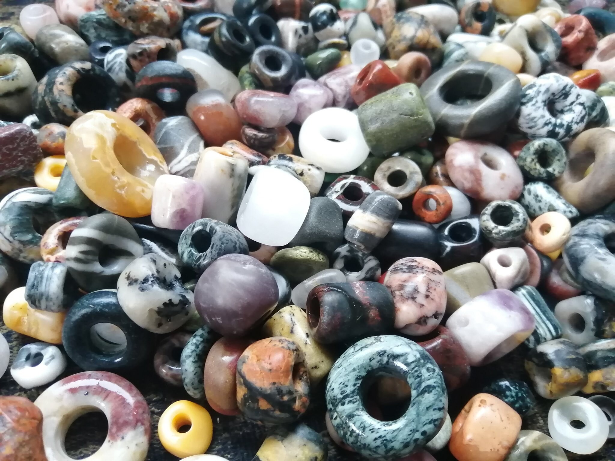 Bright WHITE QUARTZ Singular Black Banded Holy STONE Bead | Etsy