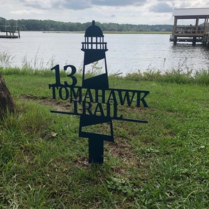 Personalized Lighthouse Address Yard Sign Metal Yard Art - Etsy