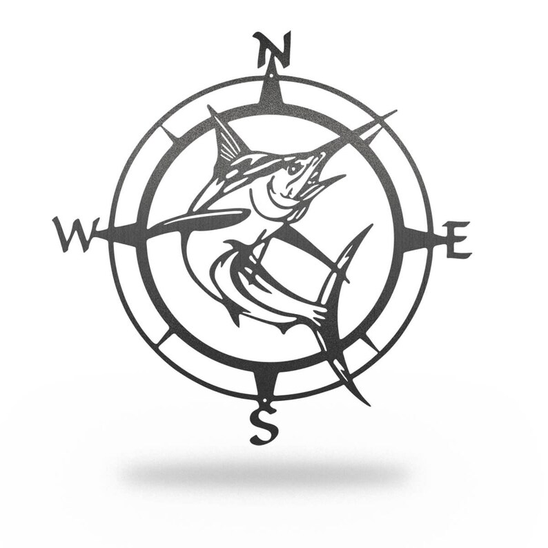 Nautical Marlin Metal Sign Compass Decor Metal Sign Handmade | Etsy