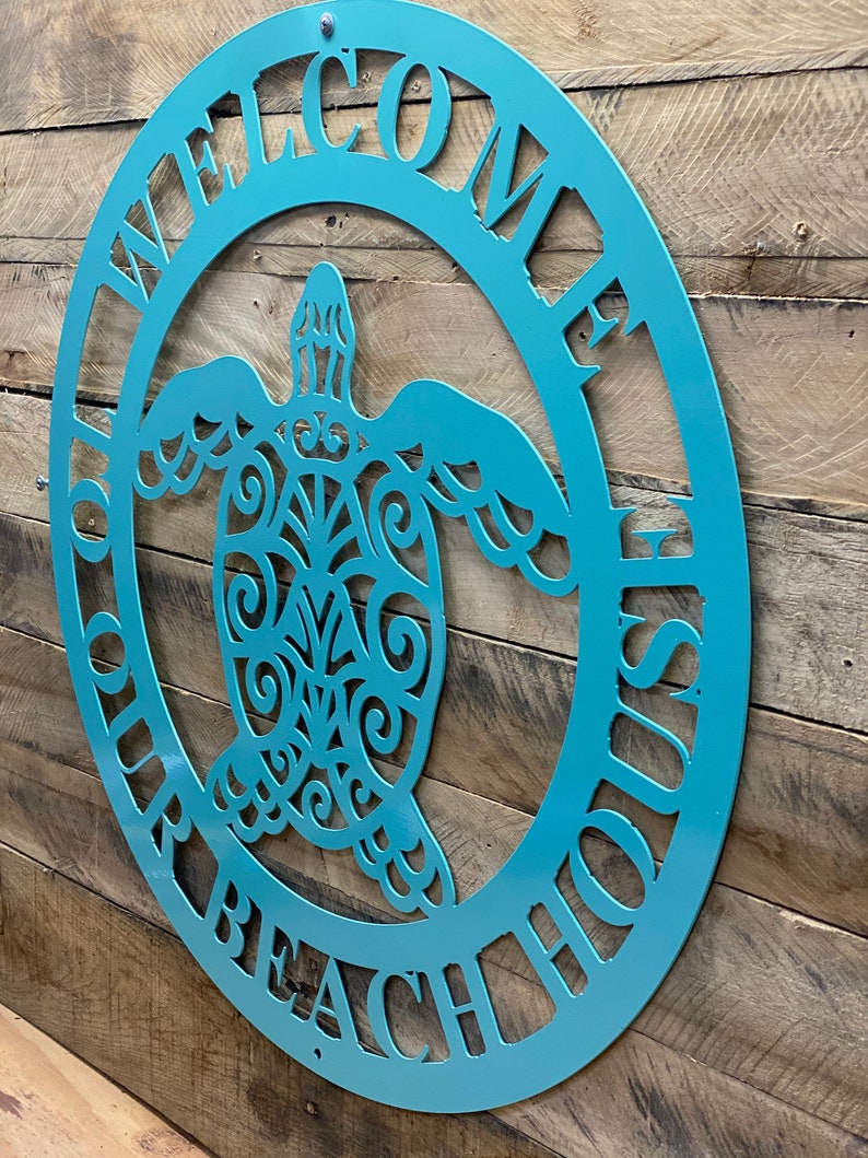 Personalized Sea Turtle Sign Beach House Decor Powder - Etsy
