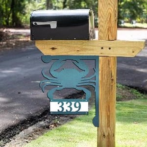 Custom Crab Mailbox Address Sign for Beach House | Nautical Coastal ...