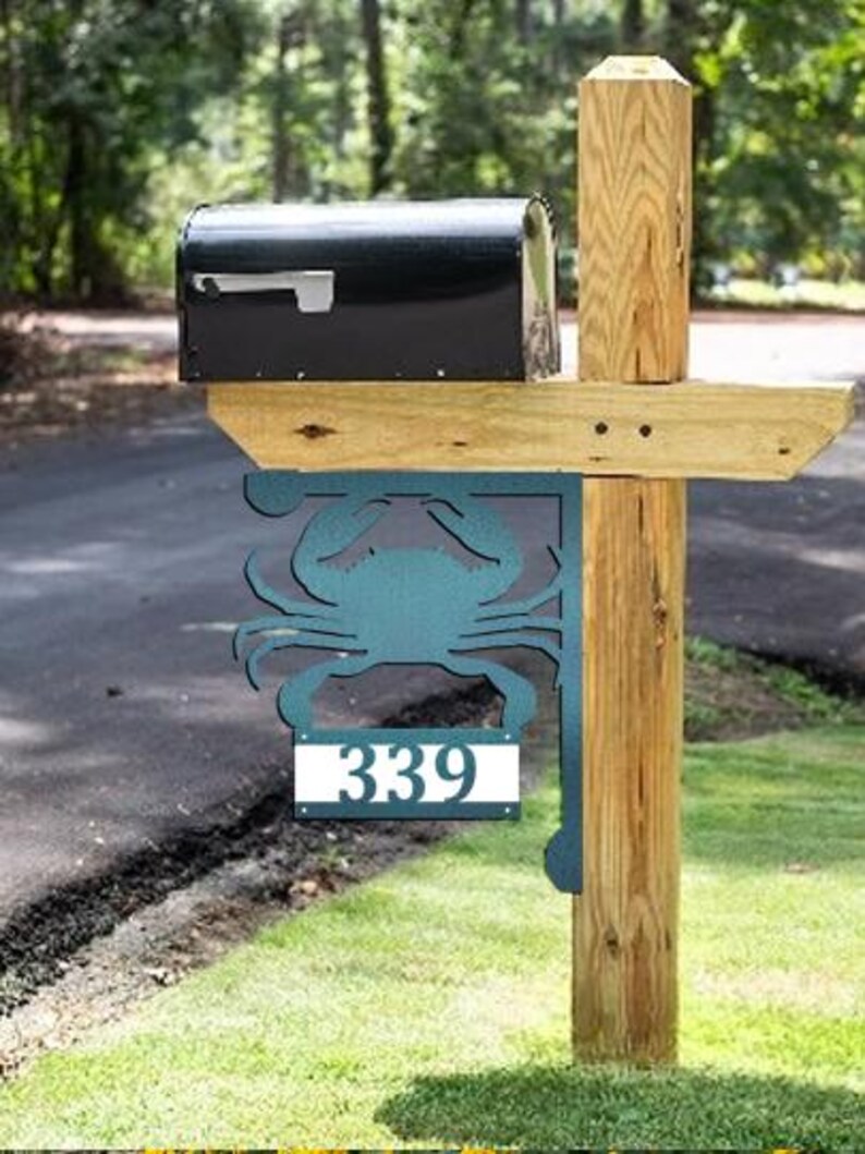 Custom Crab Mailbox Address Sign for Beach House | Nautical Coastal ...