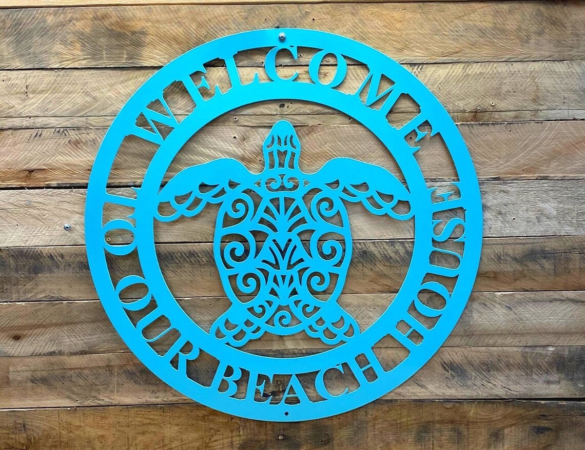 Personalized Sea Turtle Sign Beach House Decor Powder - Etsy