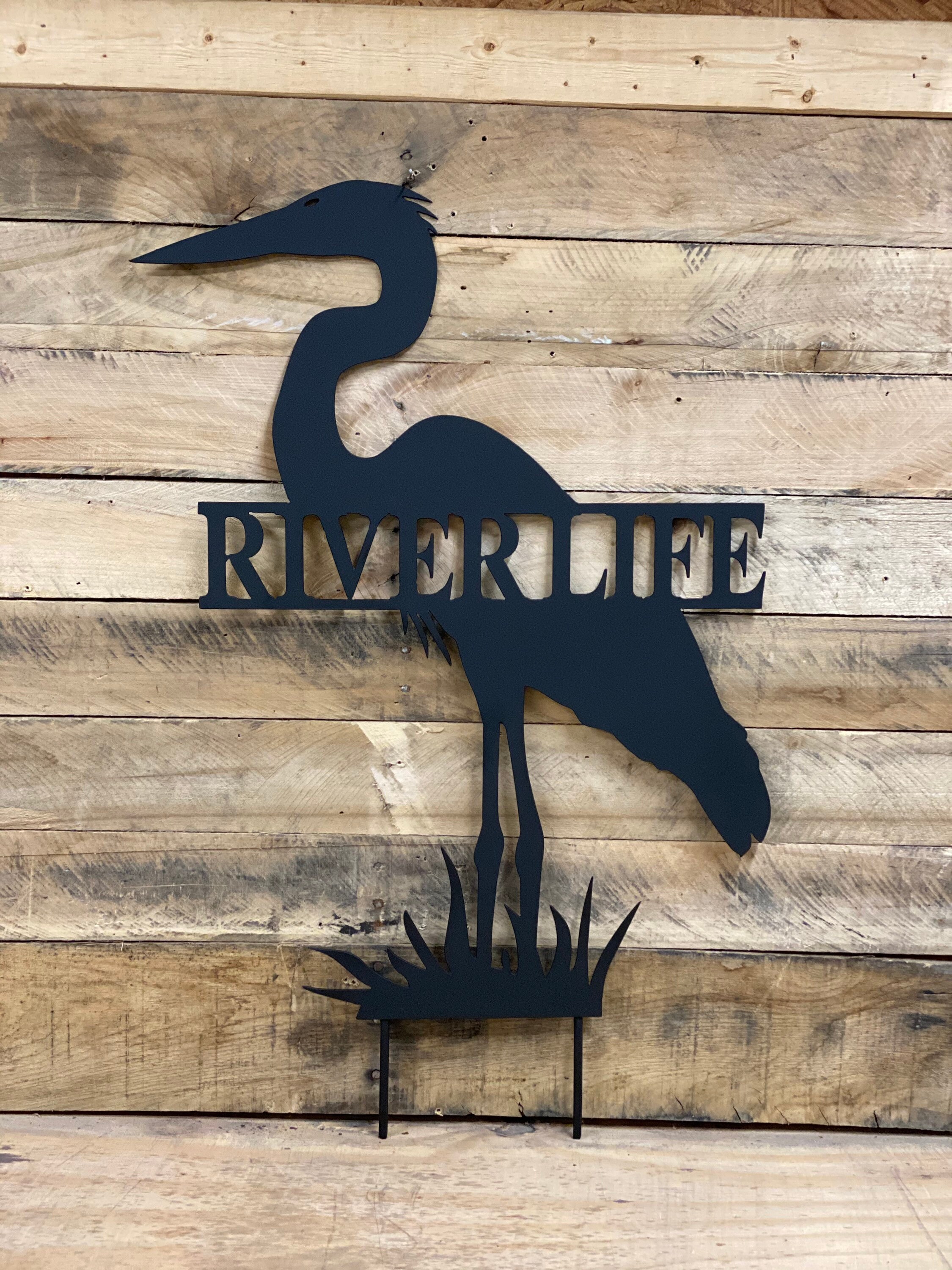 Blue Heron River Life Sign Personalized Gift River Life | Etsy