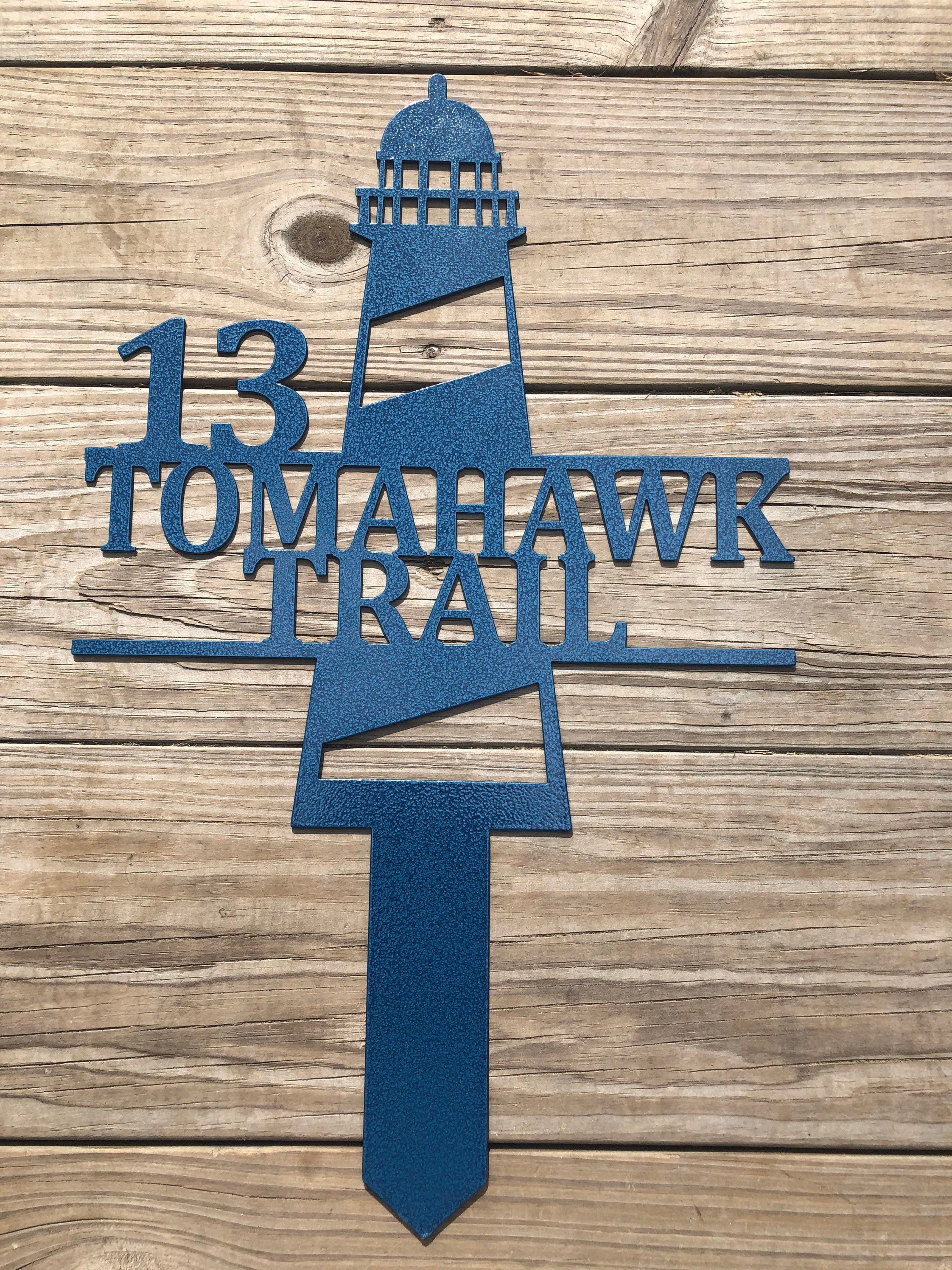 Personalized Lighthouse Address Yard Sign Metal Yard Art - Etsy