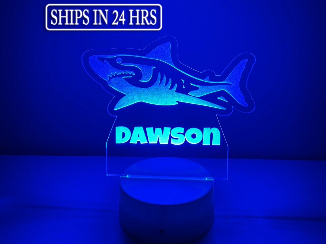 Personalized Shark LED Night Light, Shark Kids Shark Theme Bedroom ...