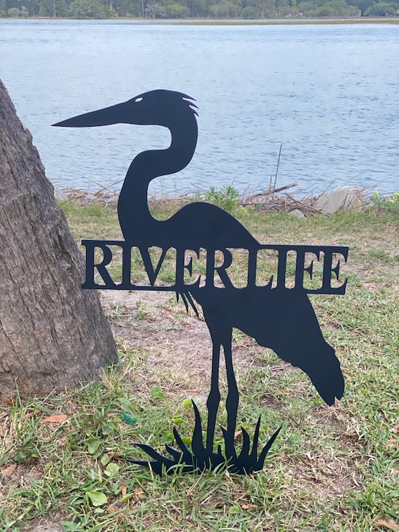 Blue Heron River Life Sign Personalized Gift River Life | Etsy