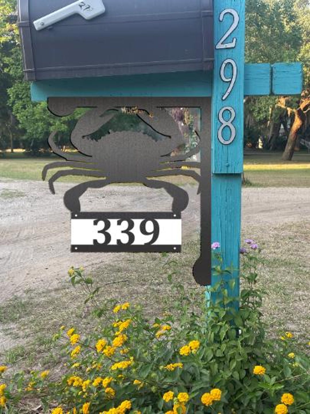 Custom Crab Mailbox Address Sign for Beach House | Nautical Coastal ...