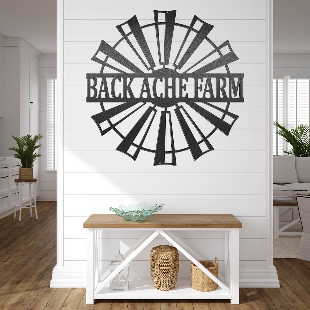Personalized Windmill Farm Sign | Custom Family Name Metal Art | Rustic ...