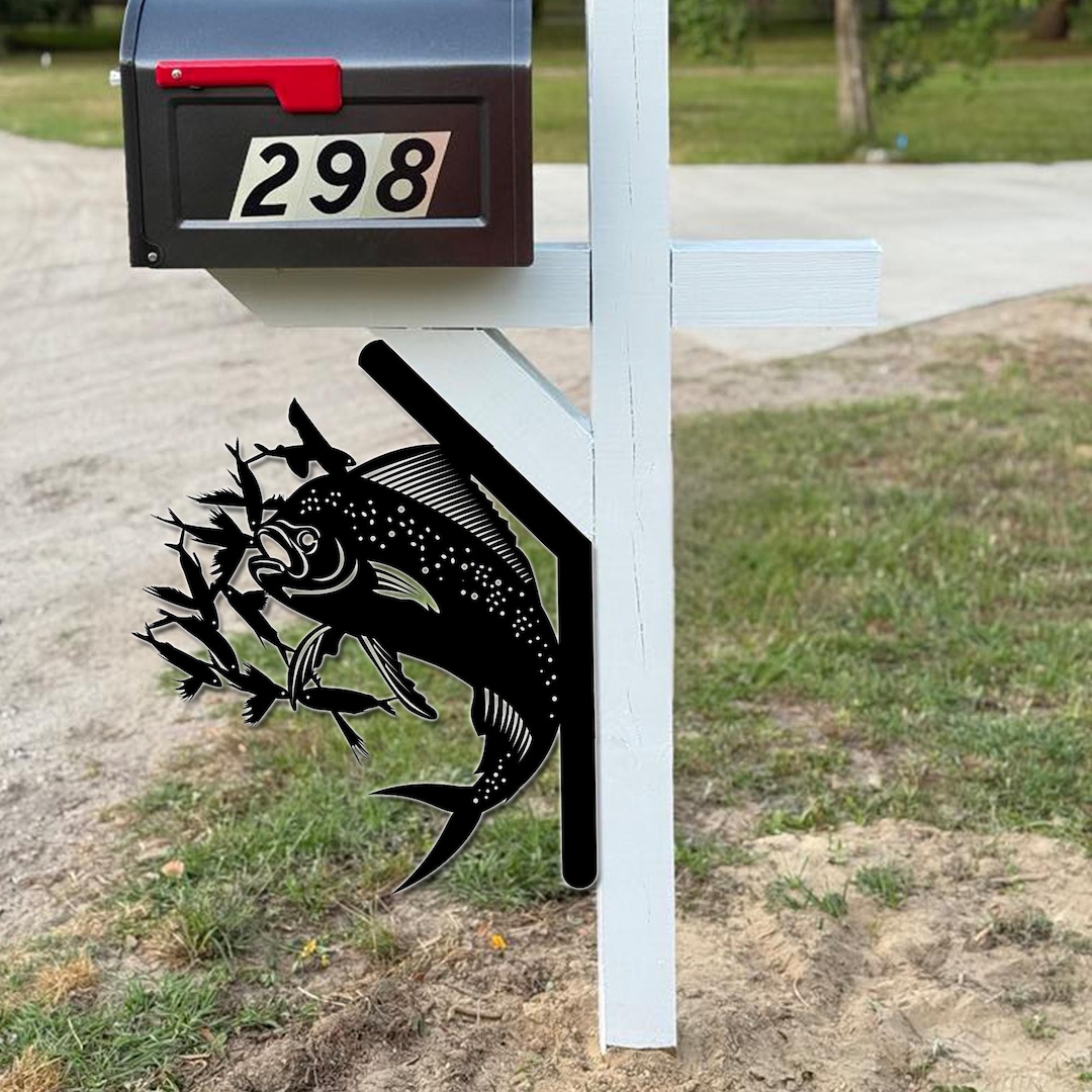 Mahi Dolphin Mailbox Bracket With Bait Fish Design - Saltwater Fishing ...