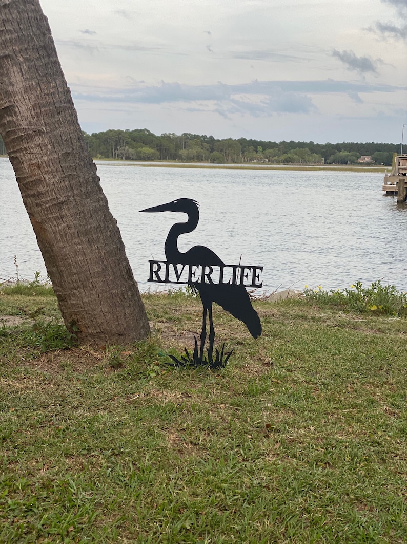Blue Heron River Life Sign Personalized Gift River Life - Etsy