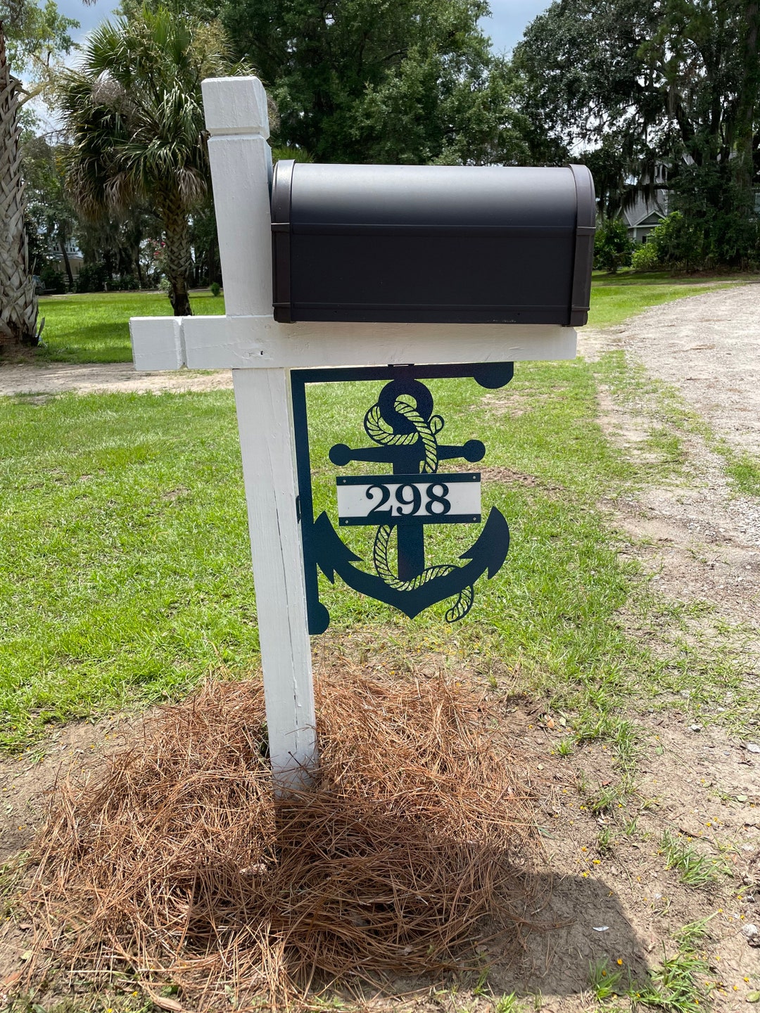 Anchor Mailbox Address Sign | Nautical Metal Mailbox Decor | Custom ...