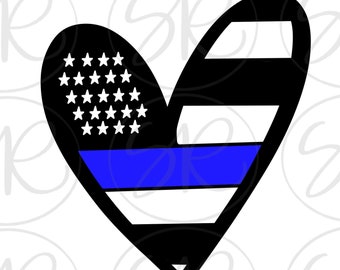 Thin Blue Line Heart Svg | Etsy
