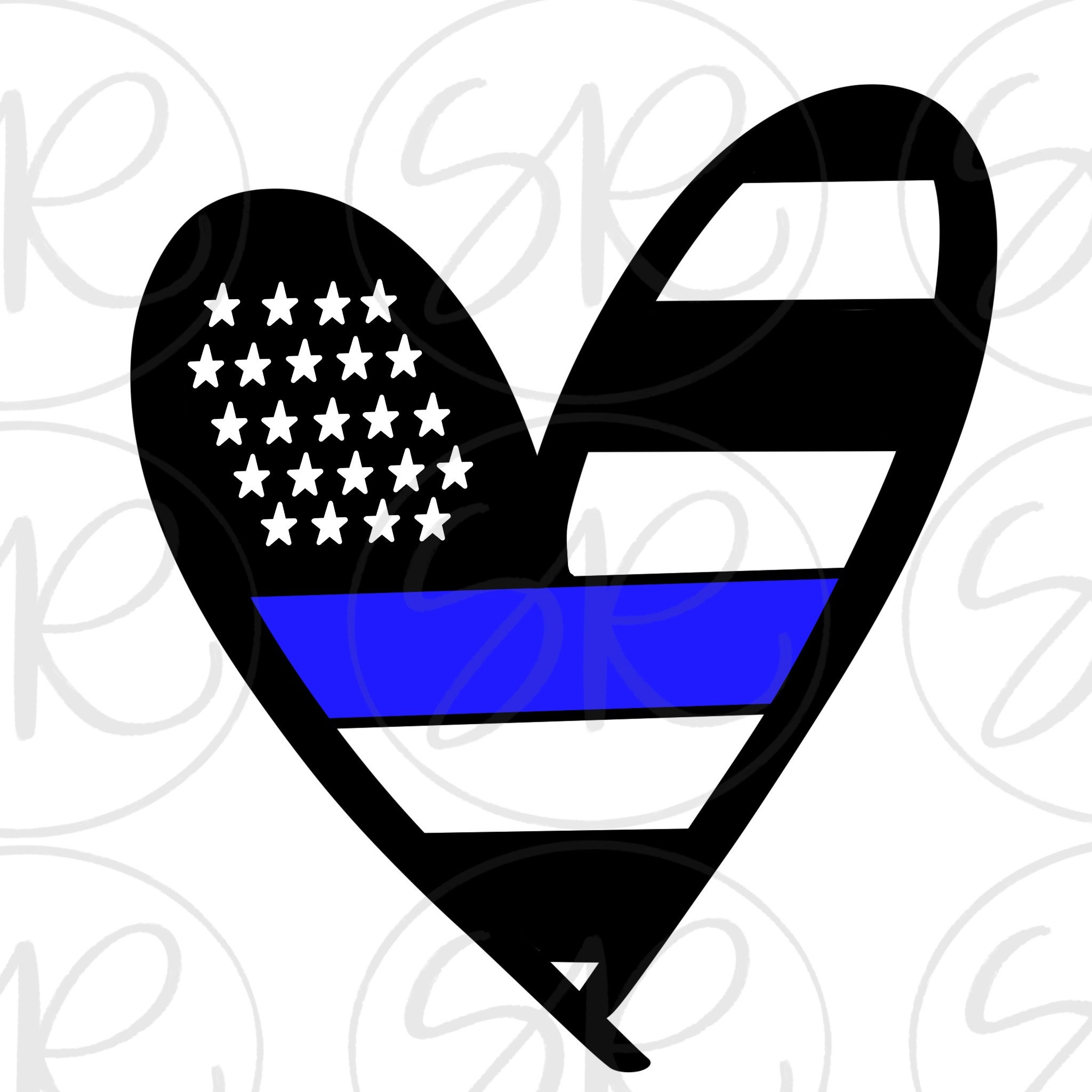 Thin Blue Line Heart - Etsy