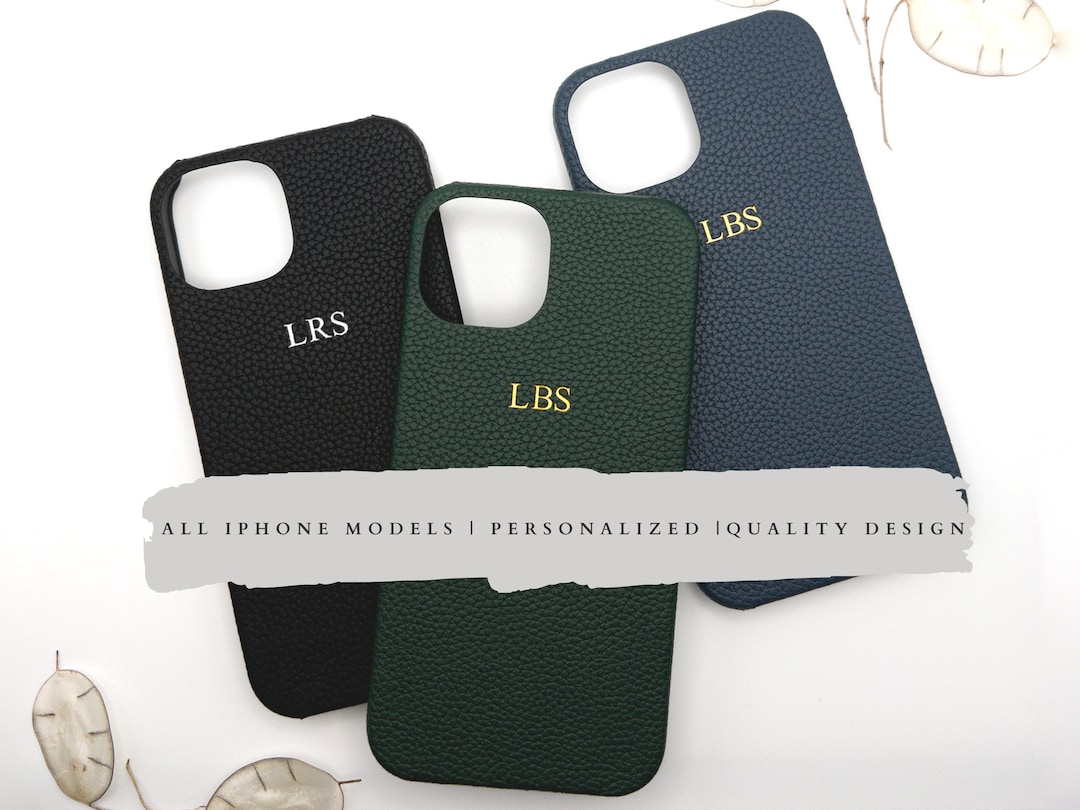 Personalized Leather iPhone Case, Custom Monogram Initial iPhone 16, 15 ...