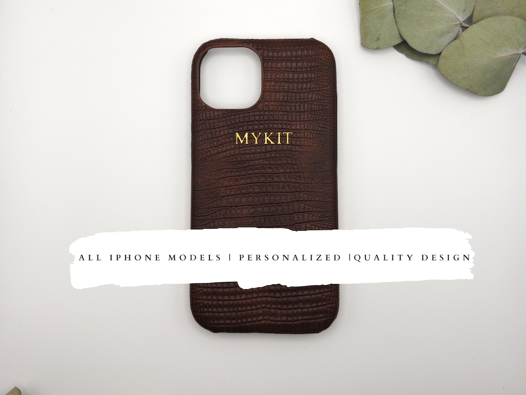 Luxurious Dark Brown Custom Crocodile Skin Vegan Phone Cover, iPhone 16 ...