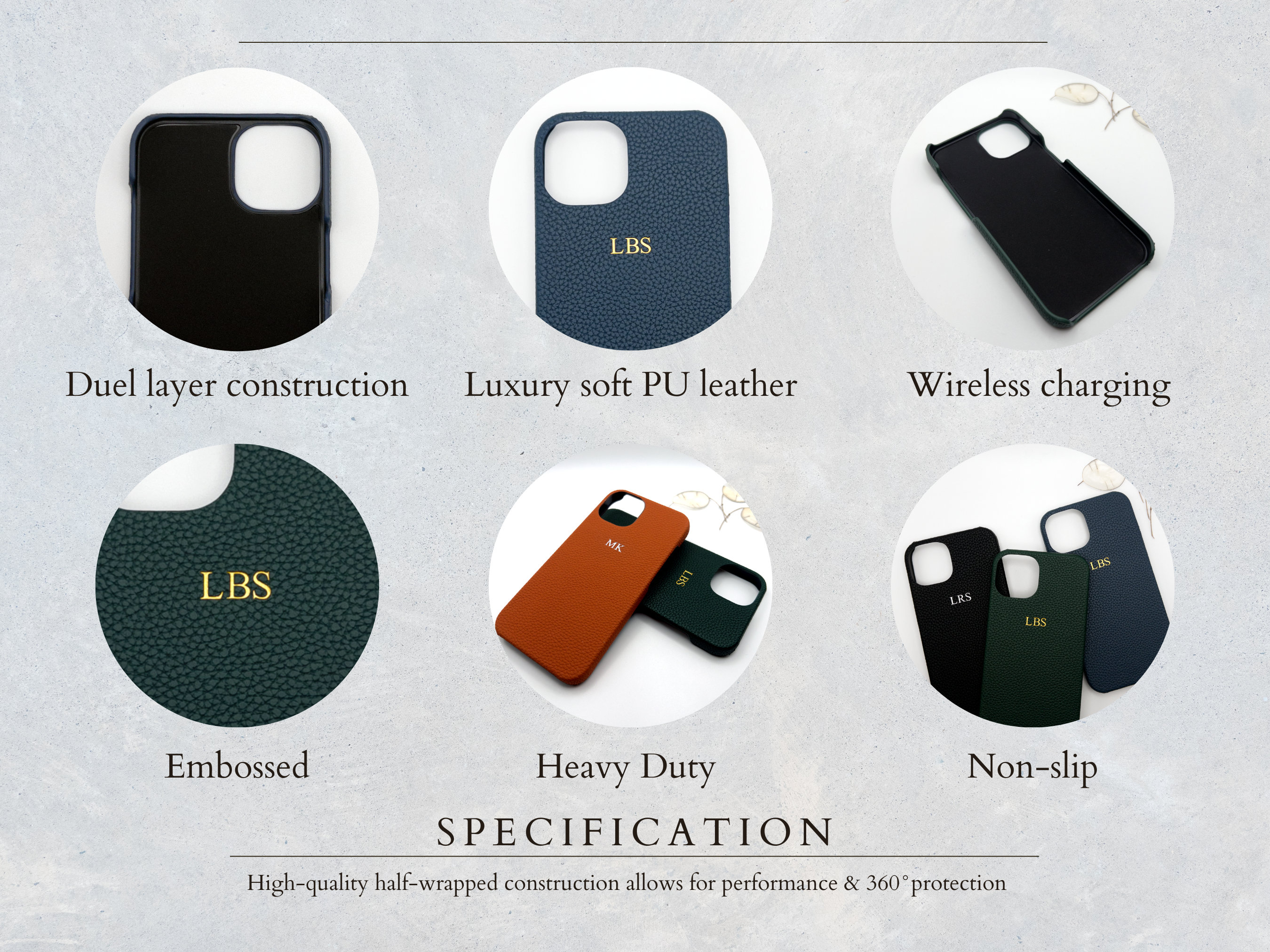 Personalized Leather Iphone Case Custom Monogram Initial - Etsy UK