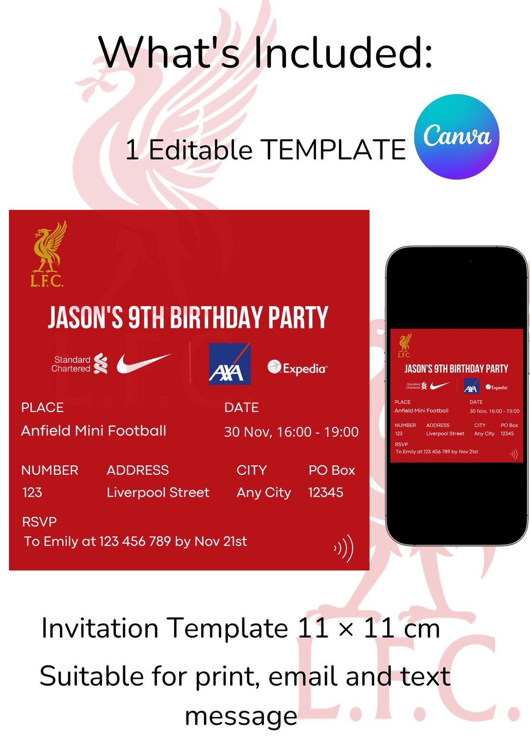 Liverpool Entrance Ticket Invitation, Liverpool Party Invitation ...