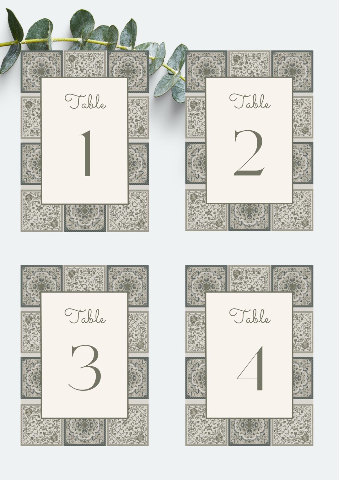 Neutral Spanish Tiles Table Numbers Template (digital Download) - Etsy