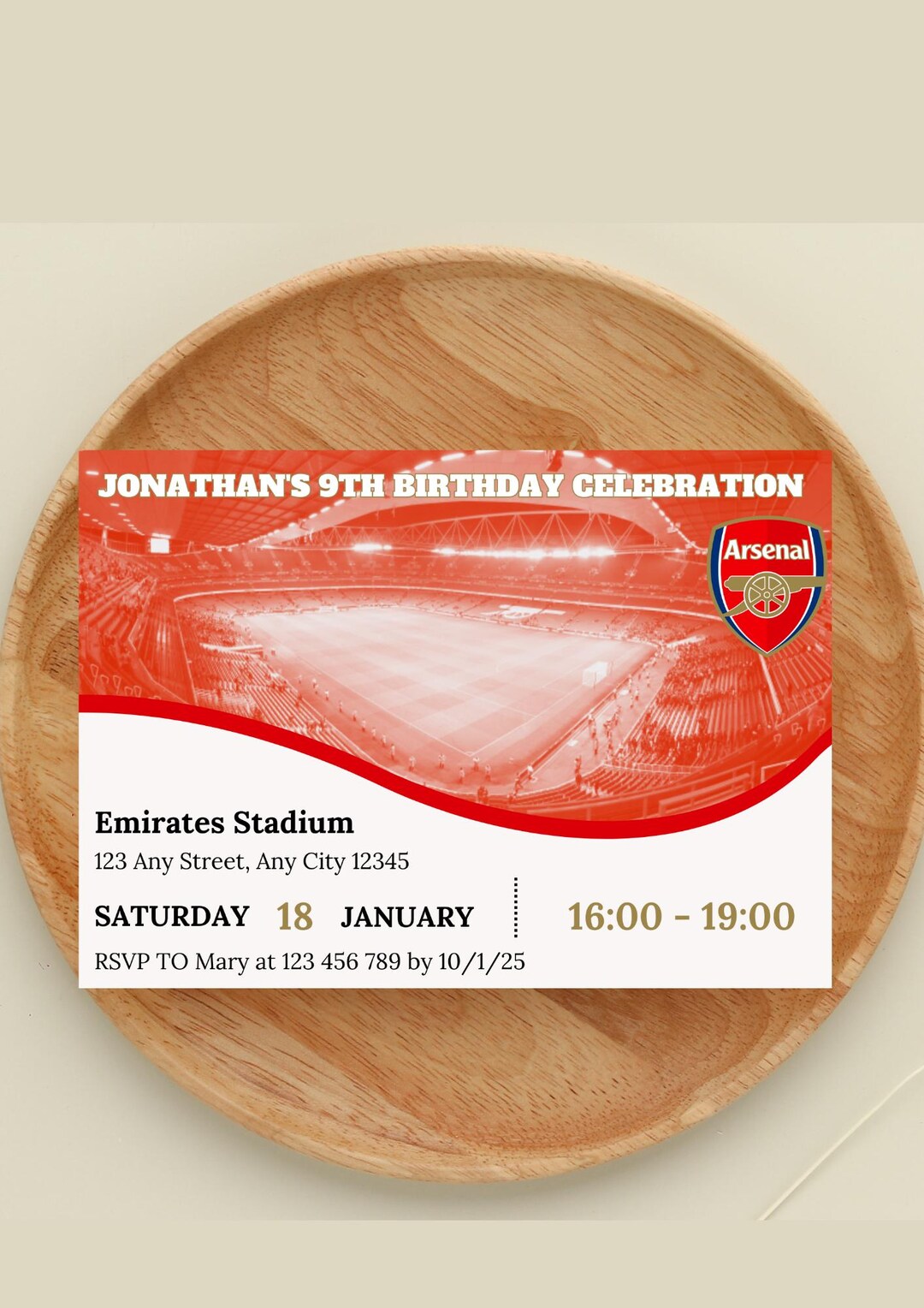 Arsenal Birthday Invitation Template - Etsy