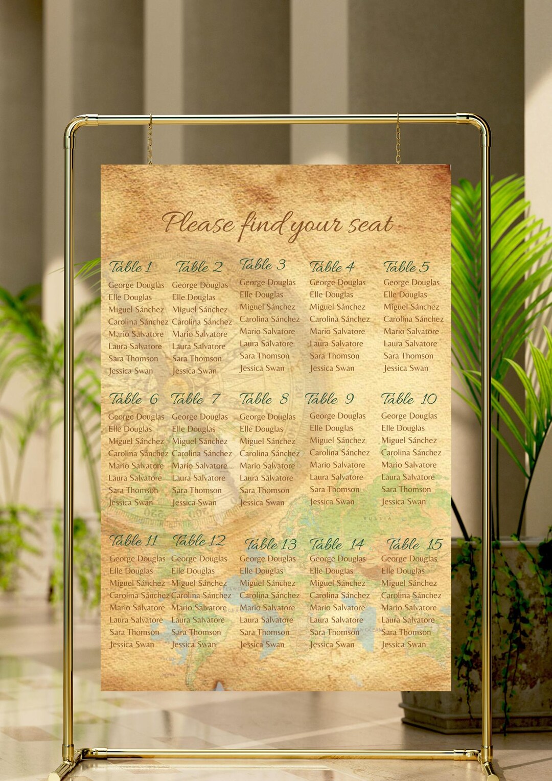 Vintage Travel Seating Plan Template, Editable Template, Canva Template ...