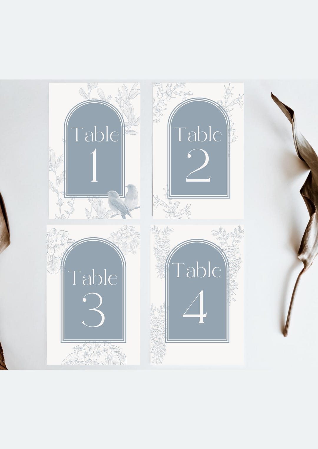 Botanical Outline Printable Table Numbers, Canva Template - Etsy