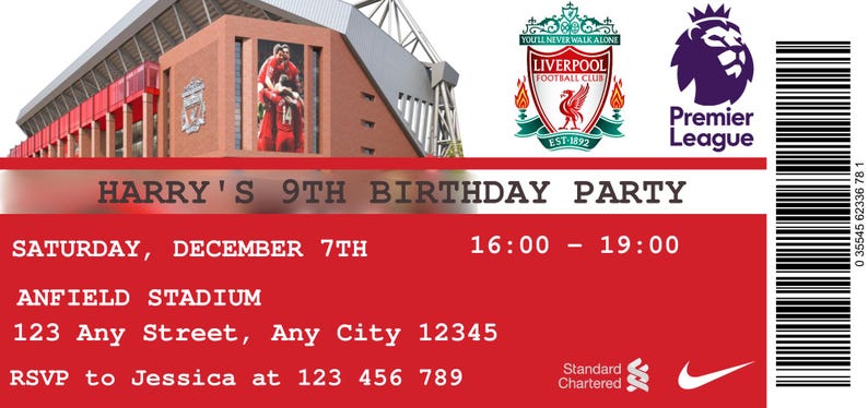 Liverpool Fc Birthday Party Invitation, Editable Template, Canva ...