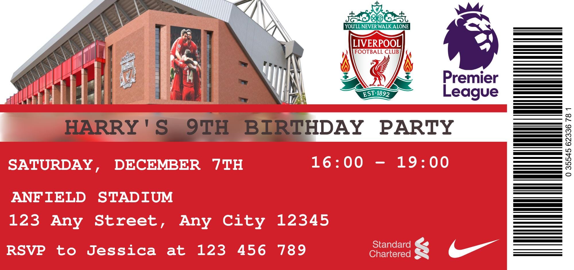 Liverpool Fc Birthday Party Invitation, Editable Template, Canva ...