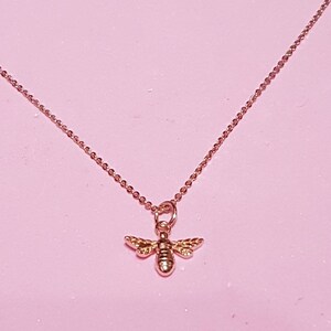 Manchester Bee Mini Pendant Sterling Silver Necklace Rose Gold Plated ...