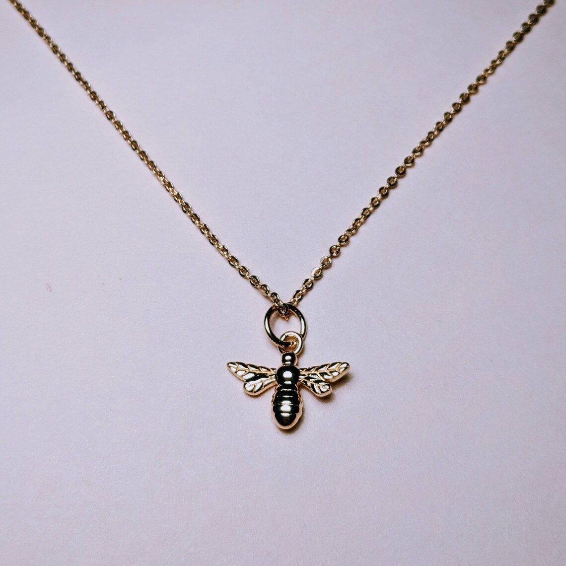 Manchester Bee Mini Pendant Sterling Silver Necklace Rose Gold | Etsy