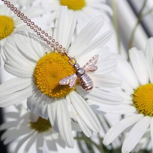 Manchester Bee Mini Pendant Sterling Silver Necklace Rose Gold Plated ...