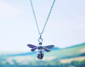 Silver Bee Necklace, Bee Necklace, Bee Jewellery, Bee Birthday Gift ...