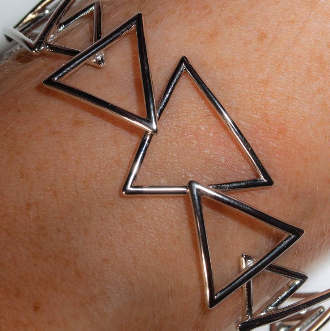 Geometric Cuff Bracelet Sterling Silver Three Peaks Triangle - Etsy
