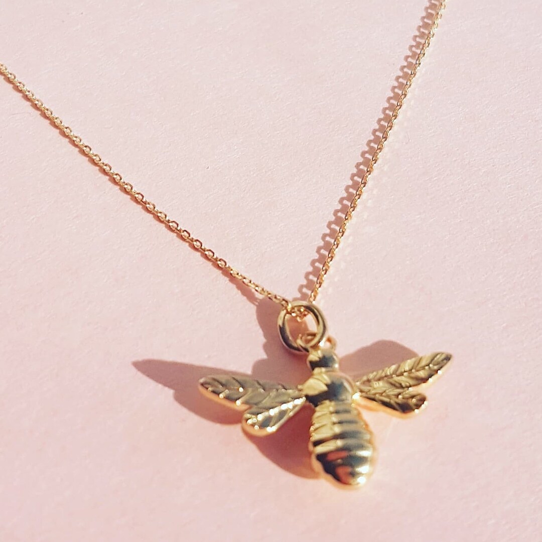 Bee Pendant Necklace 9ct Solid Yellow Genuine Gold Manchester Bumble ...