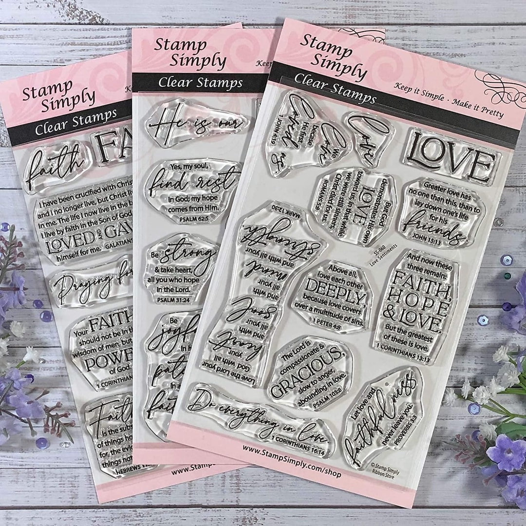 Stamp Simply Clear Stamps Faith, Hope and Love Trio Christian Religious ...