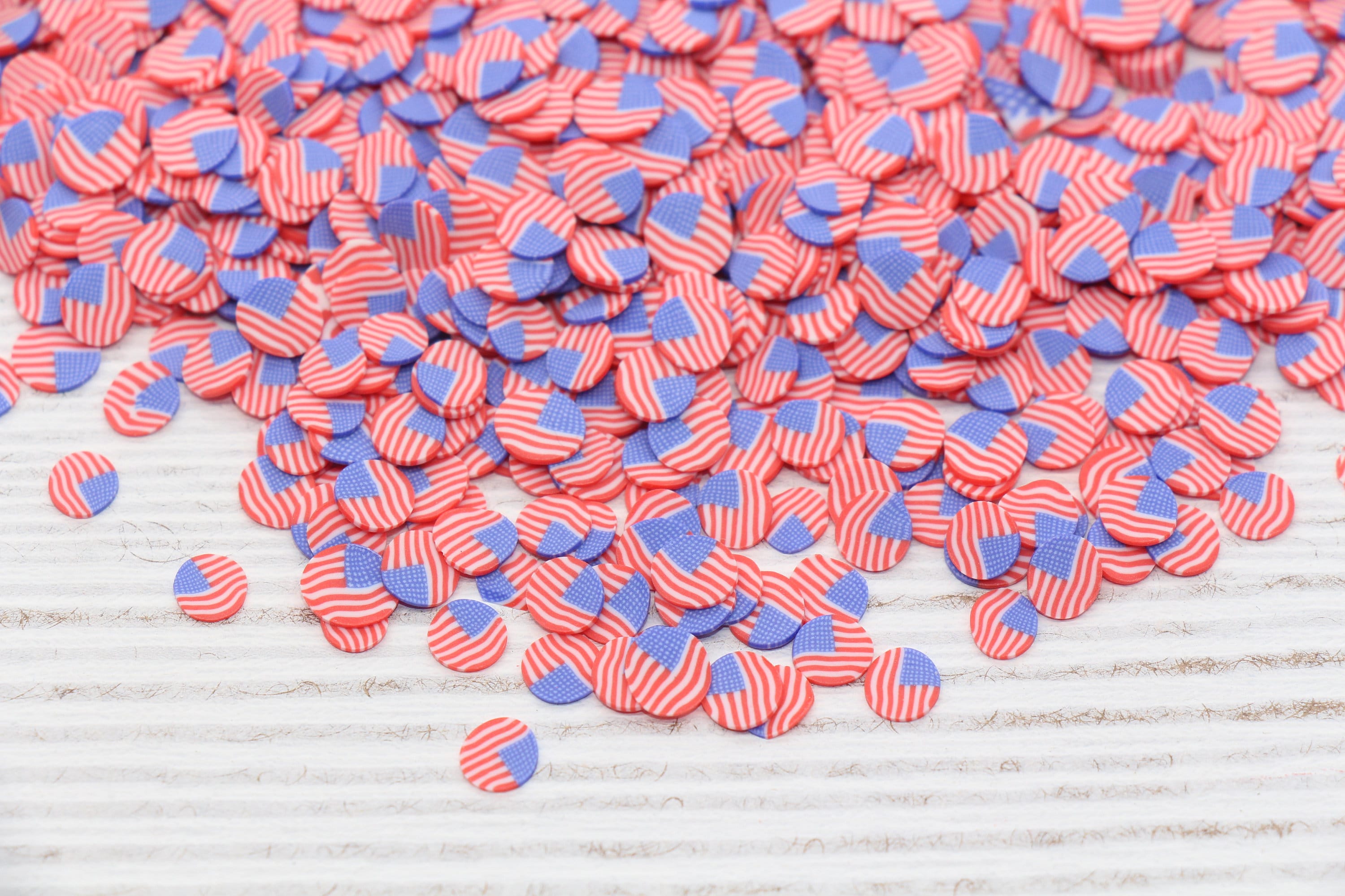American Flag Polymer Clay Sprinkles, Round Patriotic American Flag ...