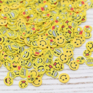 Emoji Polymer Clay Sprinkles, Happy Face Slices, Facial Expression ...