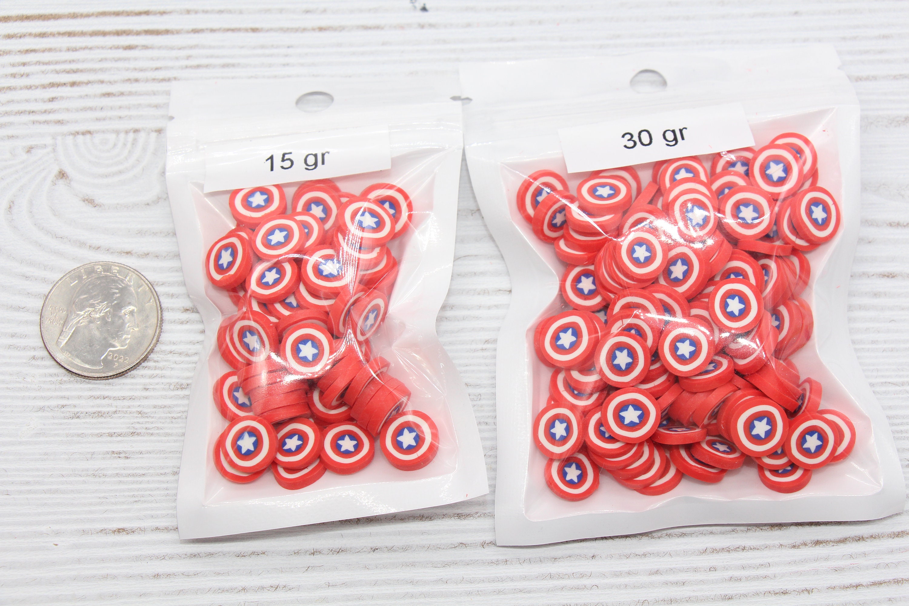 Large 10mm Captain America Shield Polymer Clay Sprinkles, Embellishment ...