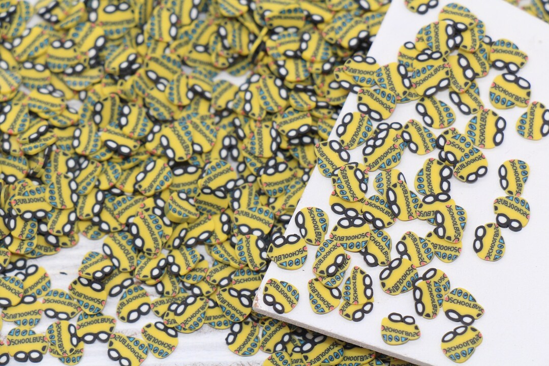 School Bus Polymer Clay Sprinkles, Back to School Themed Clay Slices ...