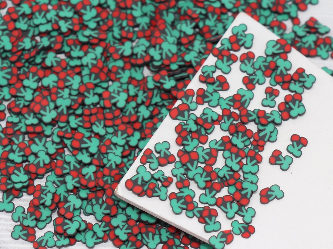 Cherry Polymer Clay Sprinkles, Kawaii Cherry Clay Slices, Fruit ...