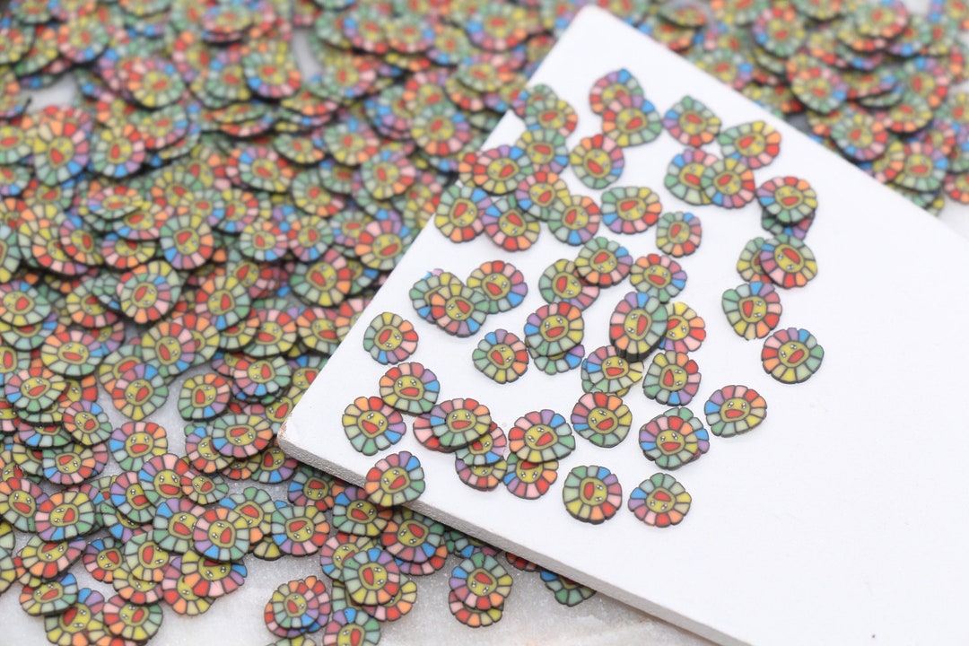 Rainbow Sunflower Polymer Clay Sprinkles, Smiley Sunflower Sprinkles ...