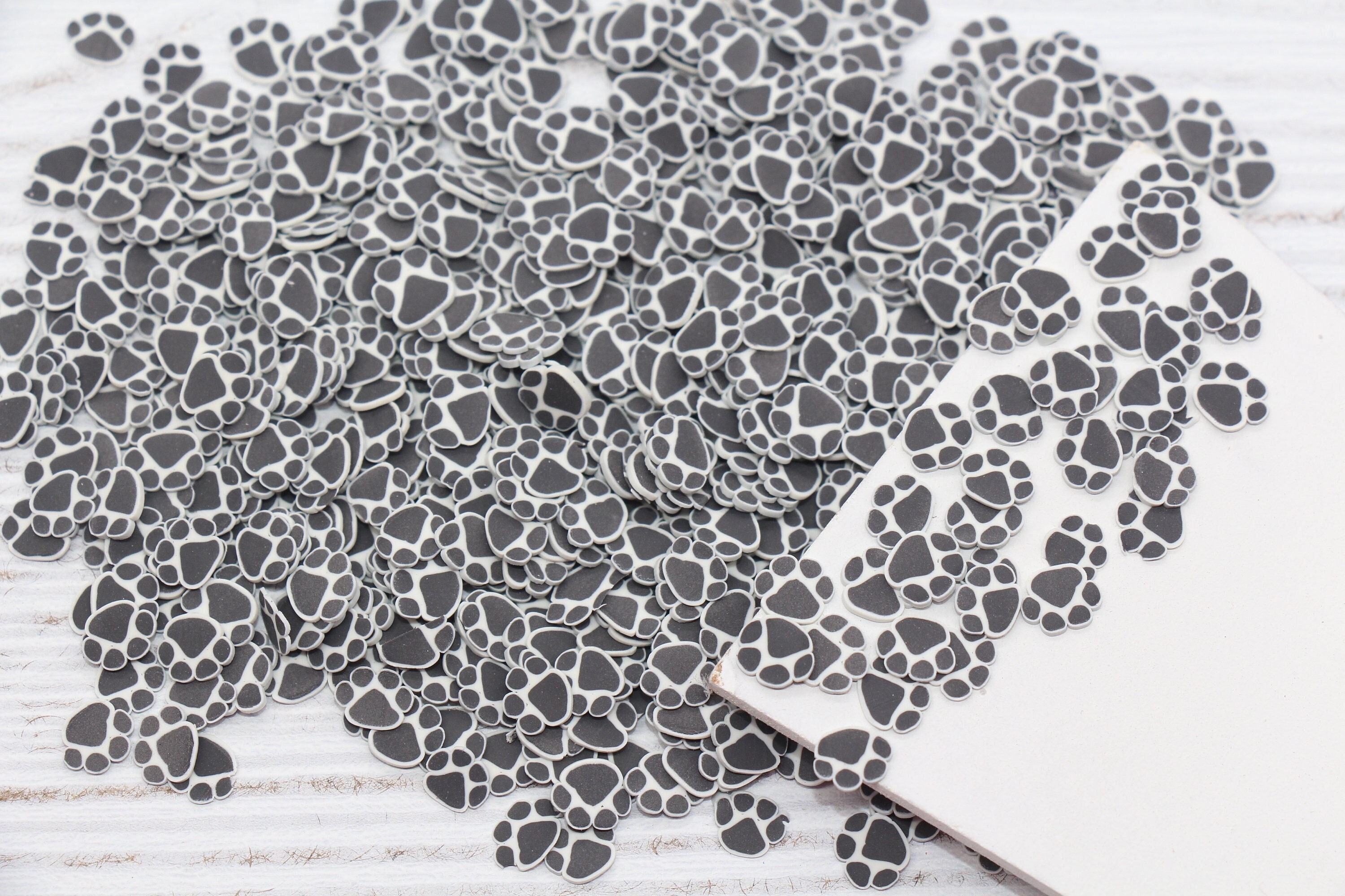 Black Paw Polymer Clay Sprinkles, Animal Paw Clay Slices, Puppy Cat Paw ...