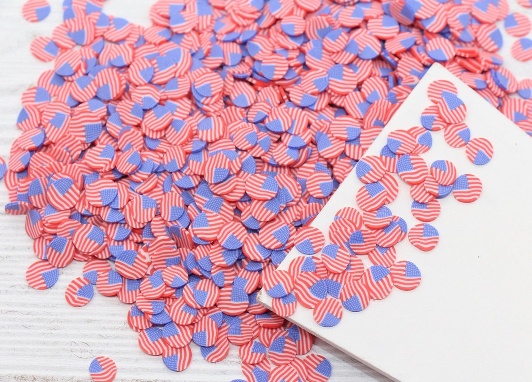 American Flag Polymer Clay Sprinkles, Round Patriotic American Flag ...