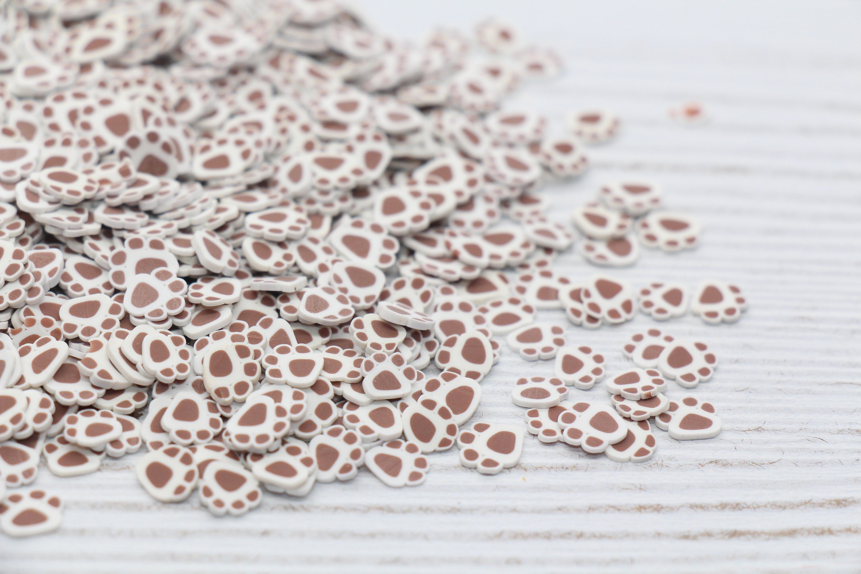 Brown Paw Polymer Clay Sprinkles, Animal Paw Clay Slices, Puppy Cat Paw ...