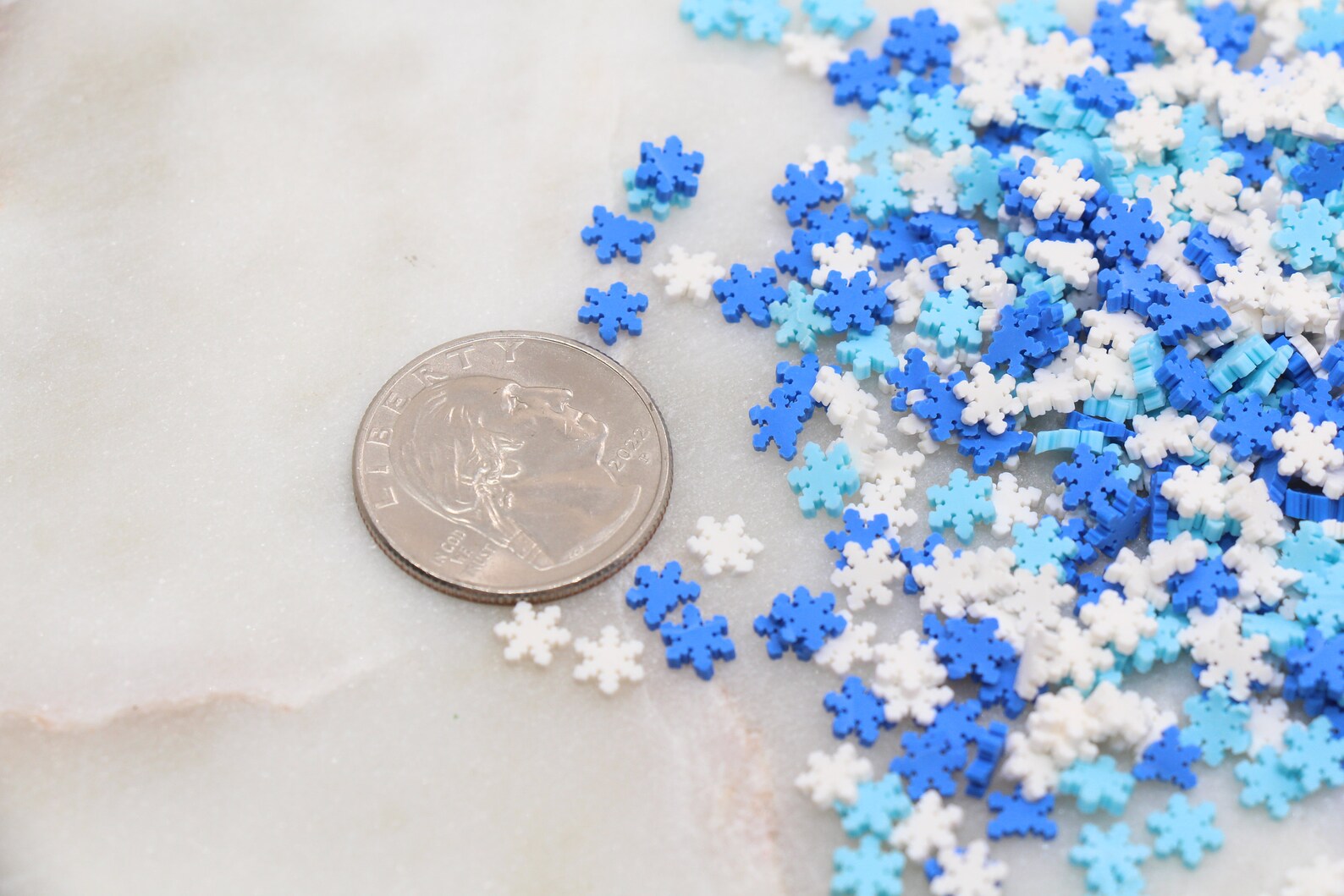 Snowflake Polymer Clay Sprinkles, White Blue Kawaii Mix Snowflake ...