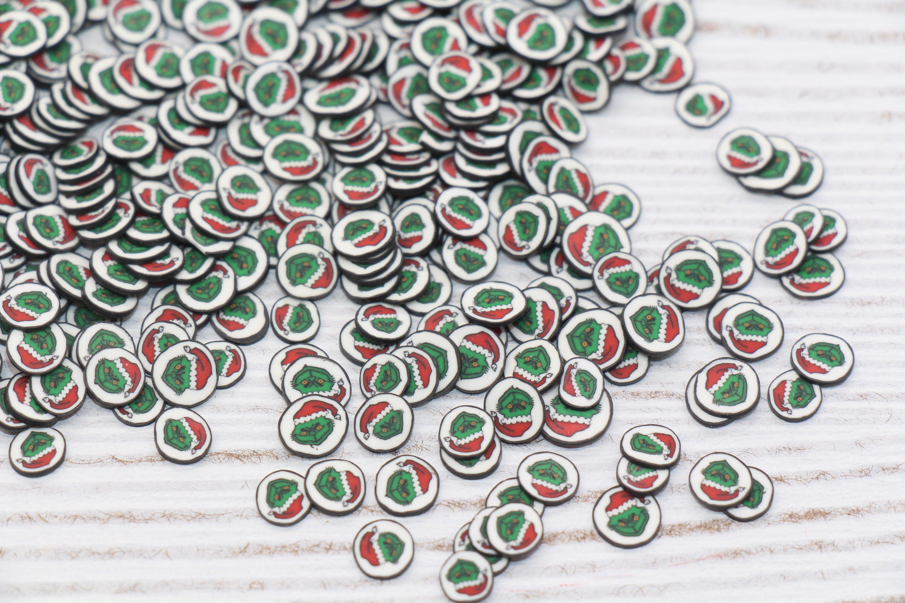Grinch Polymer Clay Sprinkles, Christmas Themed Clay Slices ...