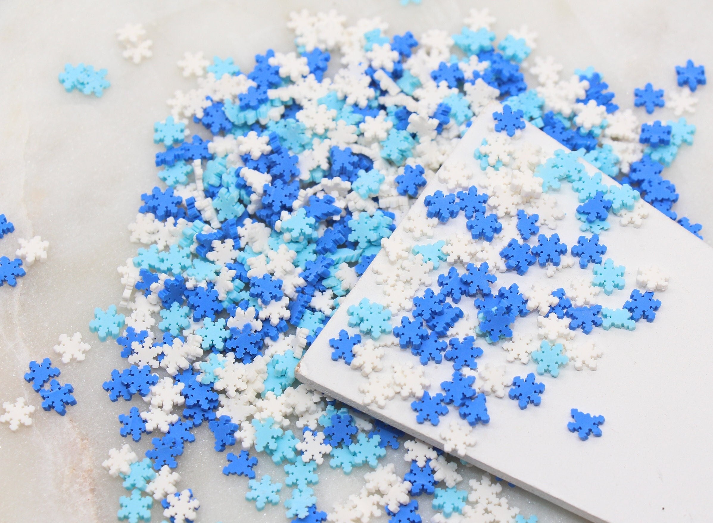 Snowflake Polymer Clay Sprinkles, White Blue Kawaii Mix Snowflake ...