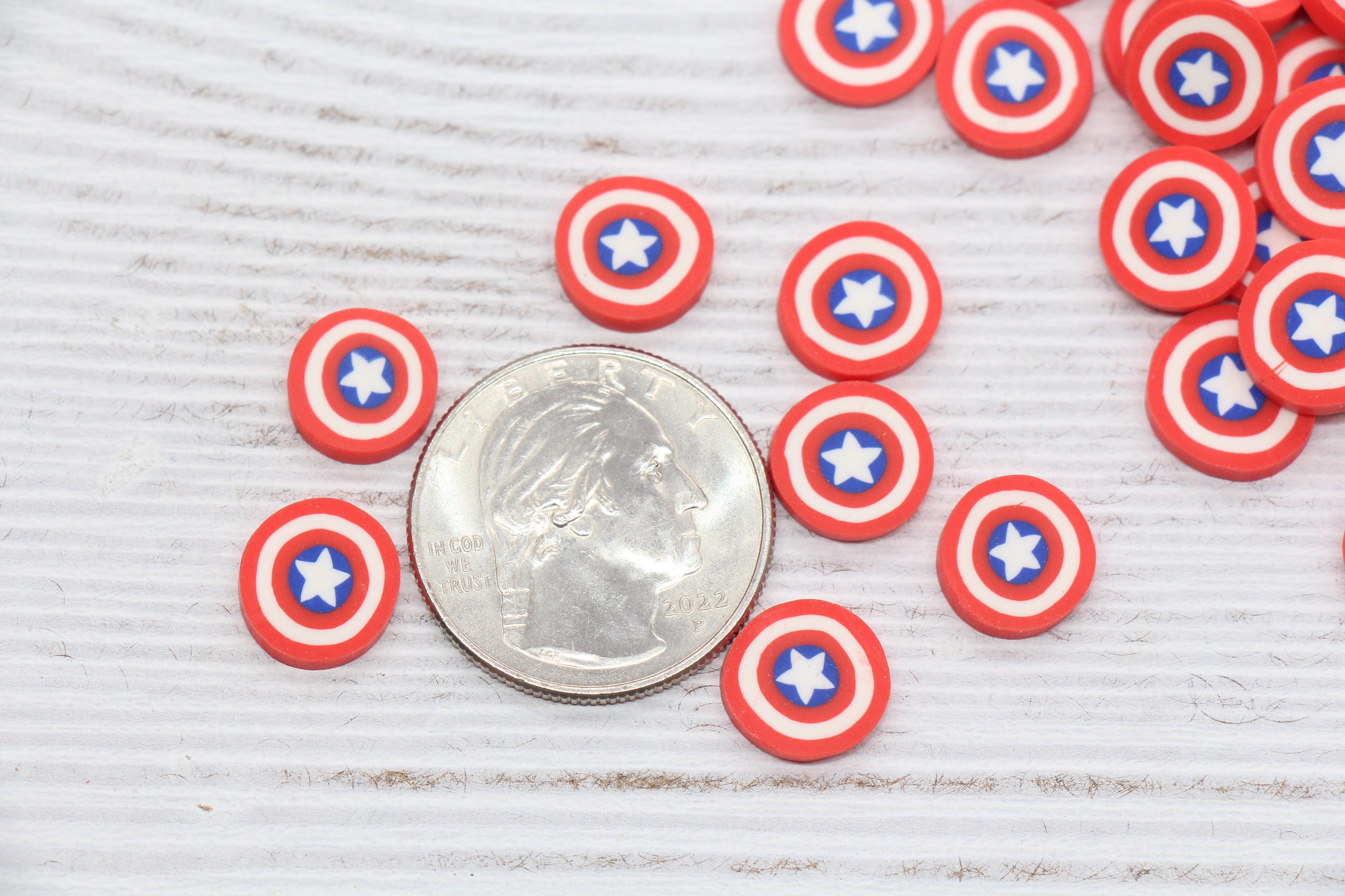 Large 10mm Captain America Shield Polymer Clay Sprinkles, Embellishment ...