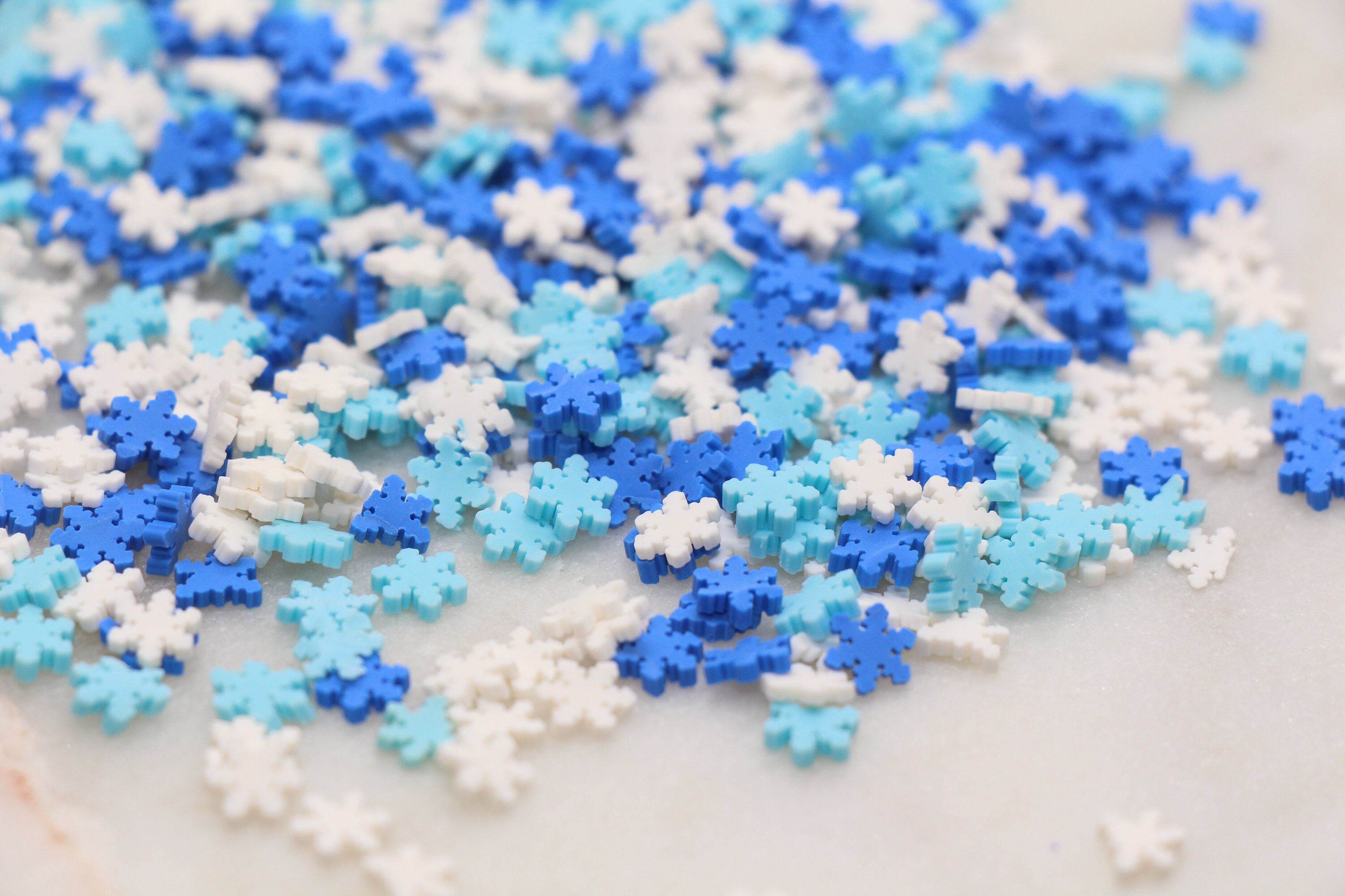 Snowflake Polymer Clay Sprinkles, White Blue Kawaii Mix Snowflake ...