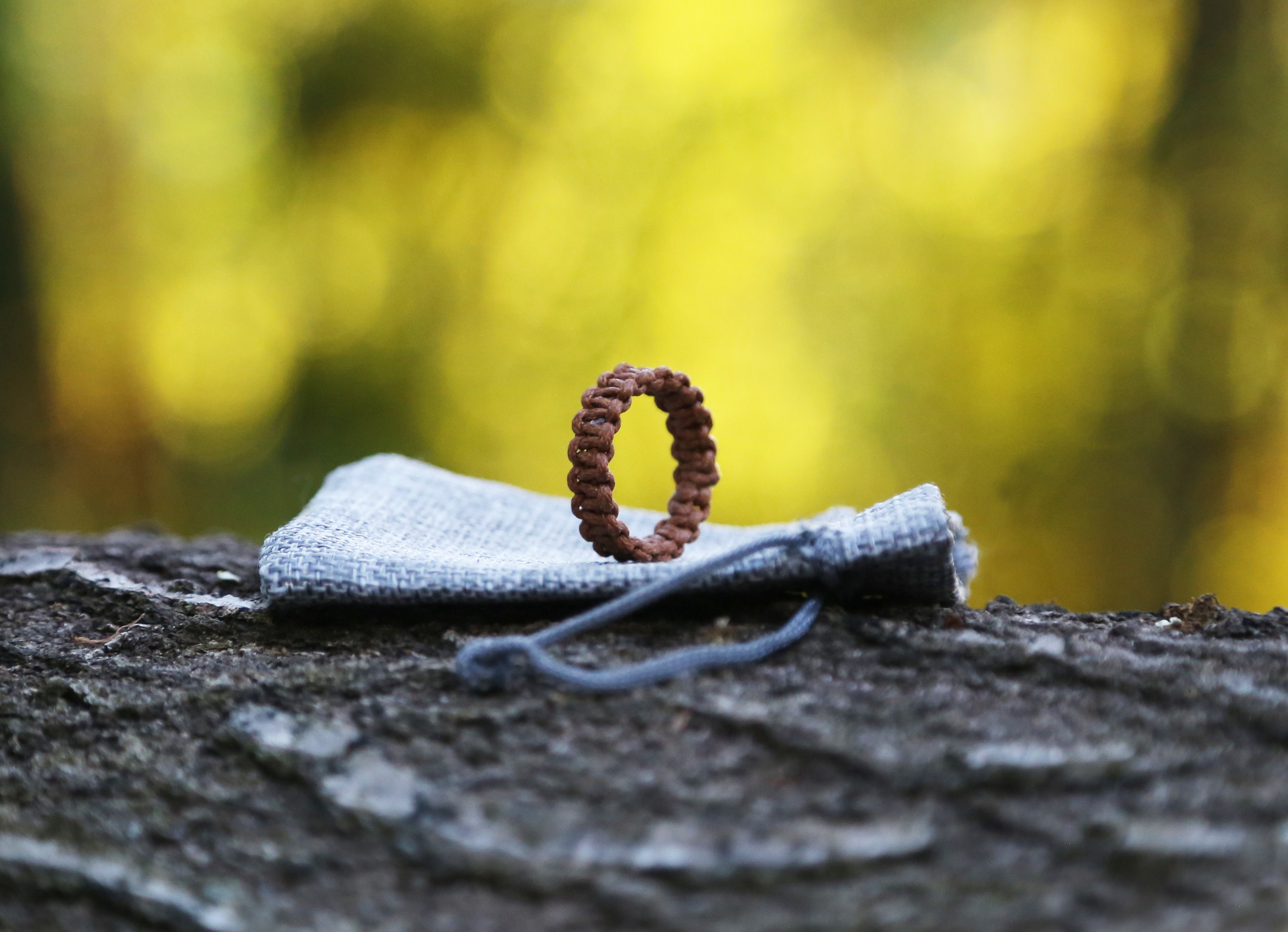 Men's Chestnut Brown String Ring, Square Knot Ring - Etsy UK